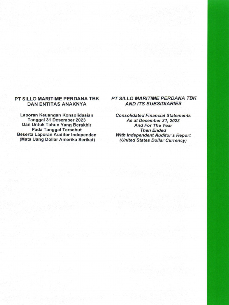 PT Sillo Maritime 2023 Financial Report | PDF | Audit | Going Concern