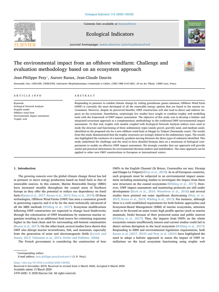 13 - The Environmental Impact From an Offshore Windfarm - Challenge and Evaluation Methodology ...