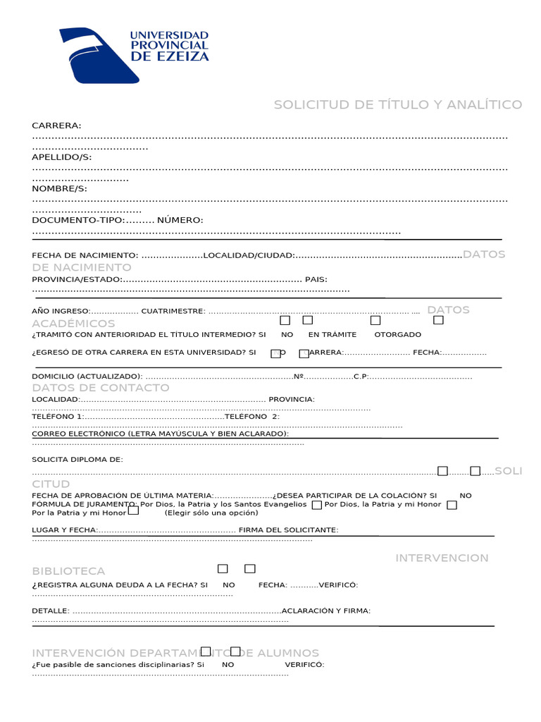 Solicitud de Titulo y Analitico | PDF