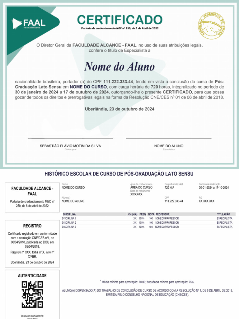 Modelo Certificado FAAL | PDF