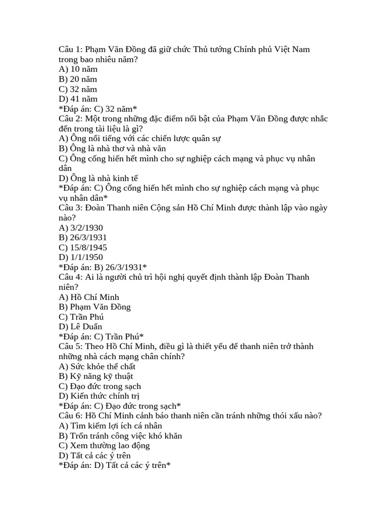 Đáp Án SHCD Tháng 3 | PDF