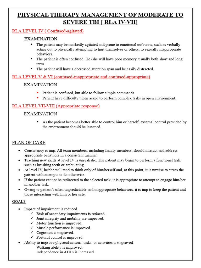 TBI MANAGEMENT Moderate To Severe | PDF | Neuroscience | Clinical Medicine