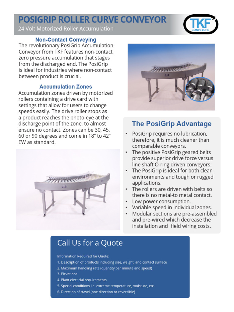 TKF Posigrip Roller Curve Conveyor | PDF | Manufactured Goods | Mechanical Engineering