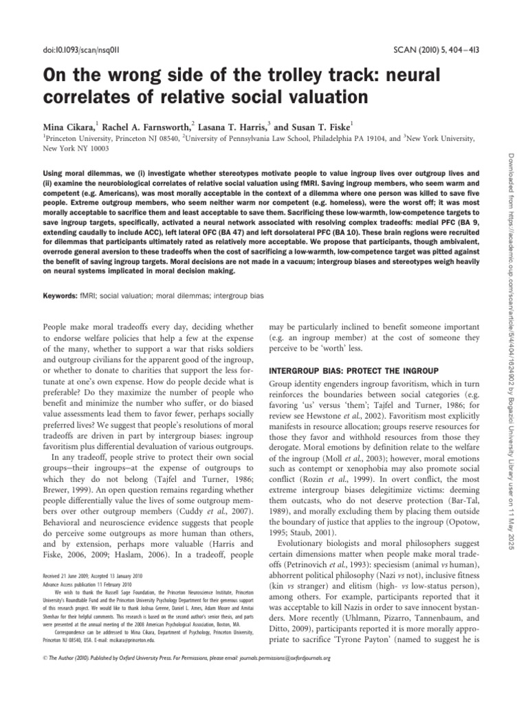 On The Wrong Side of The Trolley Track Neural Correlates of Relative ...