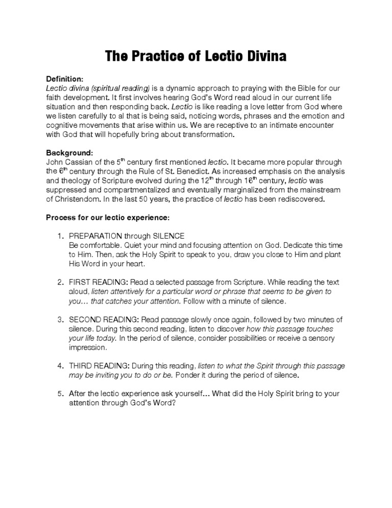 The Practice of Lectio Divina | PDF | Philosophy | Self-Improvement