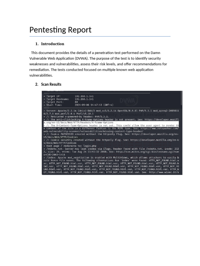 Penetration Testing Report DVWA | PDF | Malware | Http Cookie