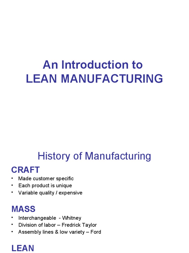 Lean Manufacturing Overview and Benefits | PDF | Lean Manufacturing ...