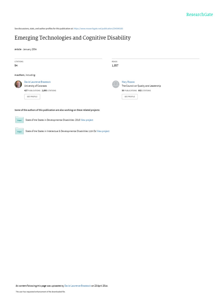 Emerging Tech Impact on Cognitive Disability | PDF | Personal Digital ...