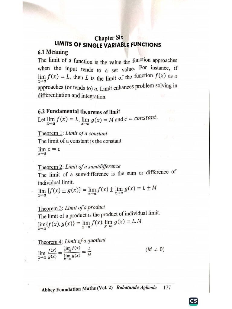 Limit of Function Text 121 | PDF