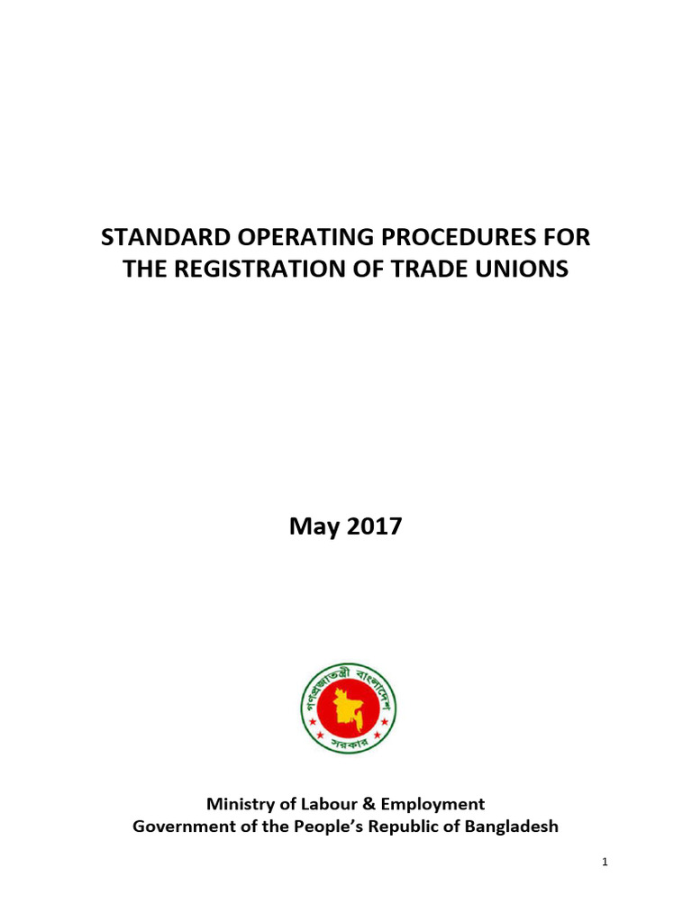 SOP For The Registration of Unions in BD | PDF | International Labour ...