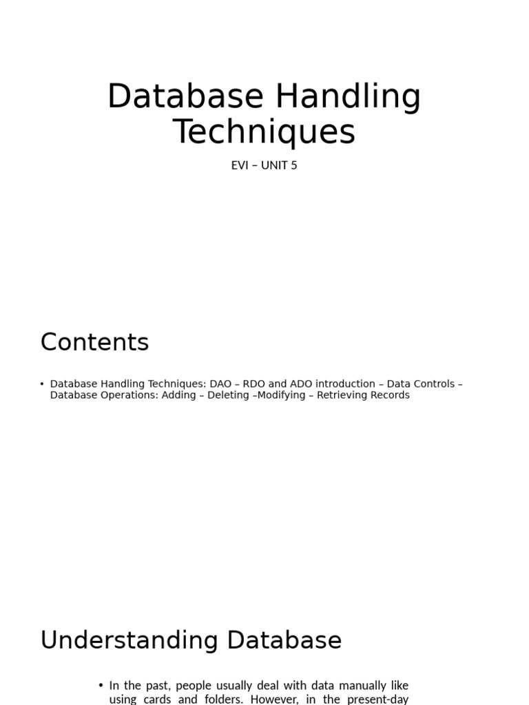 UNIT 5 - EVI - Database Handling Techniques | PDF | Databases ...