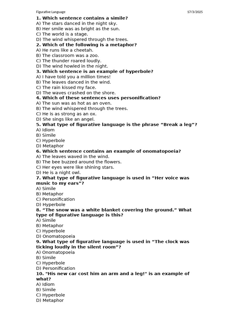 Figurative Language GR 8 - 2 | PDF