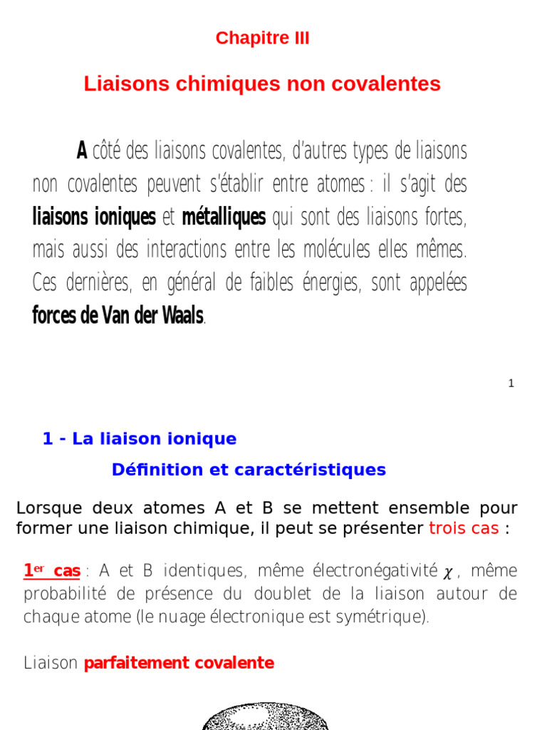 Chapitre III (Cm Liaisons Chimiques) (2) | PDF | Liaison chimique | Liaison ionique