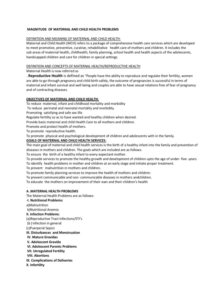 Magnitude of Maternal and Child Health Problems | PDF