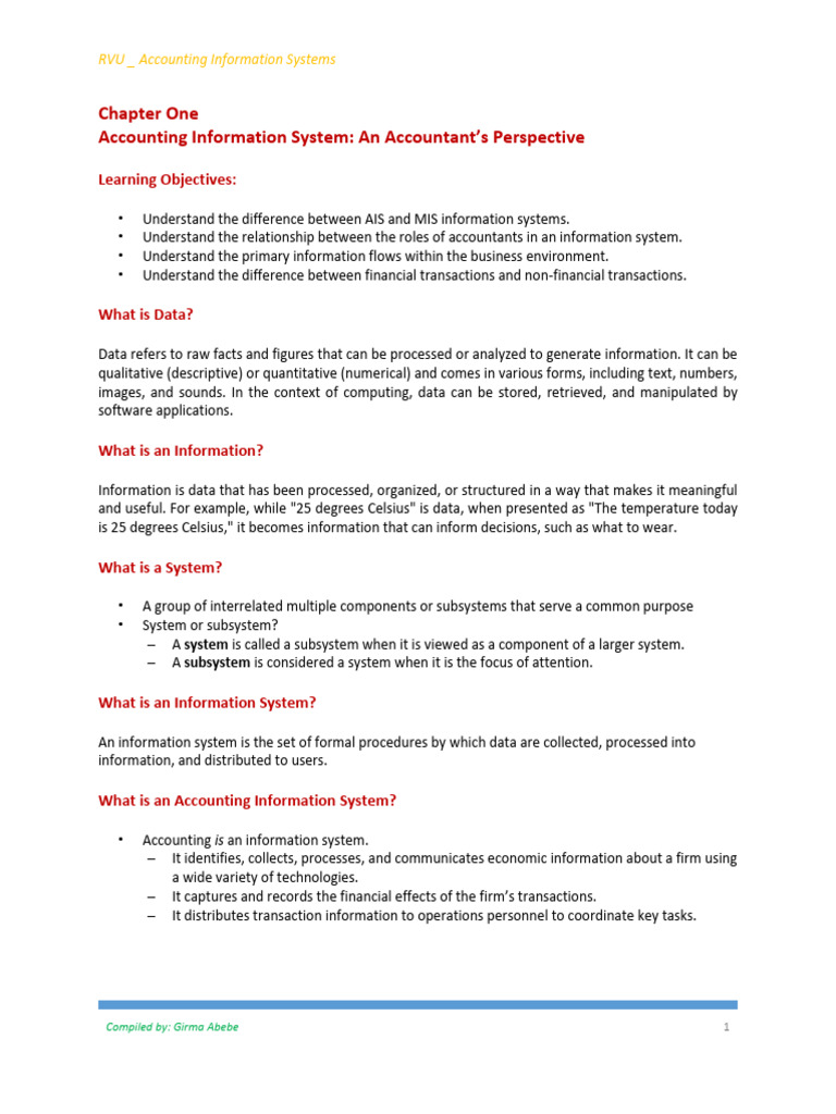 Accounting Information Systems Overview | PDF | System | Information