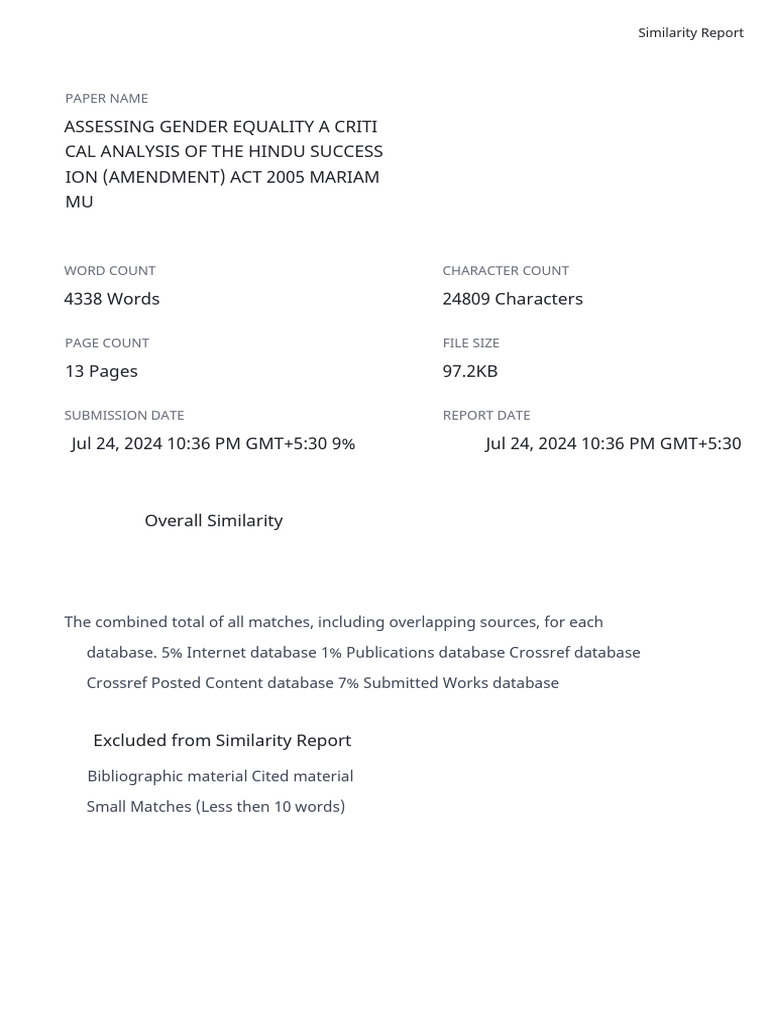 Assessing Gender Equality A Critical Analysis of The Hindu Succession ...