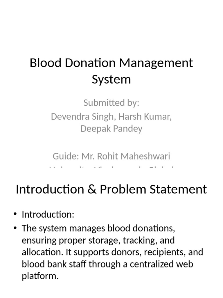 Blood Donation Management System | PDF