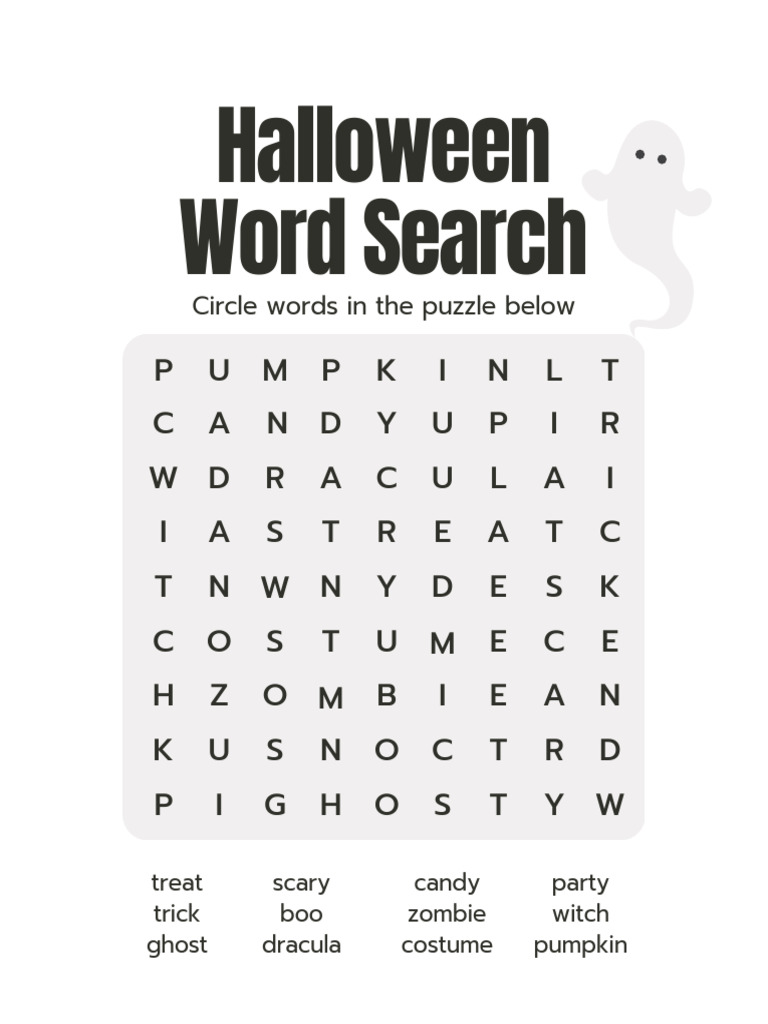 Ghost Halloween Word Search Worksheet | PDF