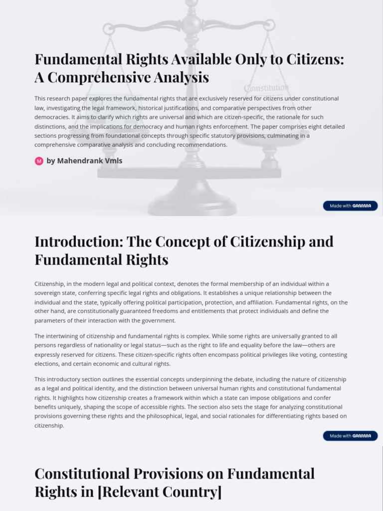 Fundamental Rights Available Only To Citizens A Comprehensive Analysis ...