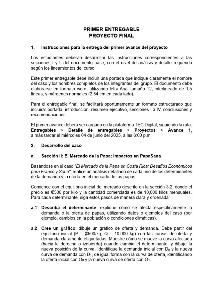 Preguntas Primer Entregable Proyecto Final | PDF | Oferta (economía) | Demanda