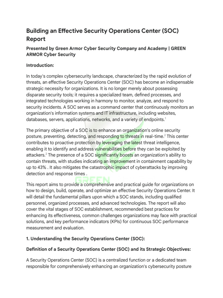 Building an Effective Security Operations Center | PDF | Computer ...