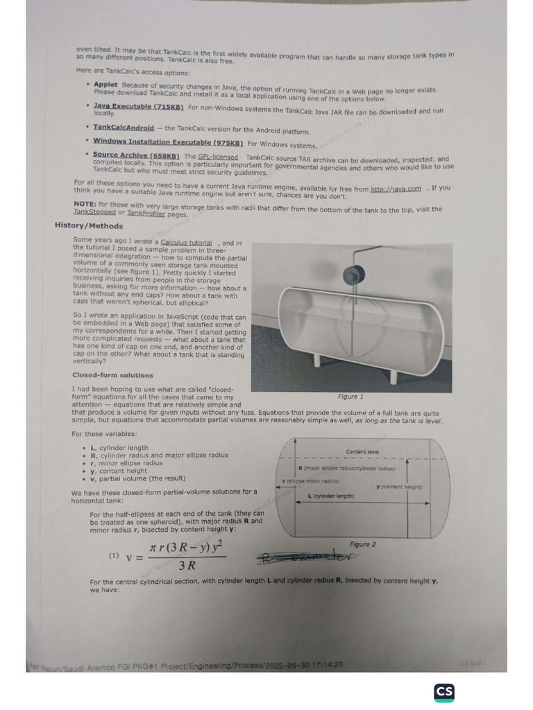 Horizontal Cylinder - Level Calculations | PDF