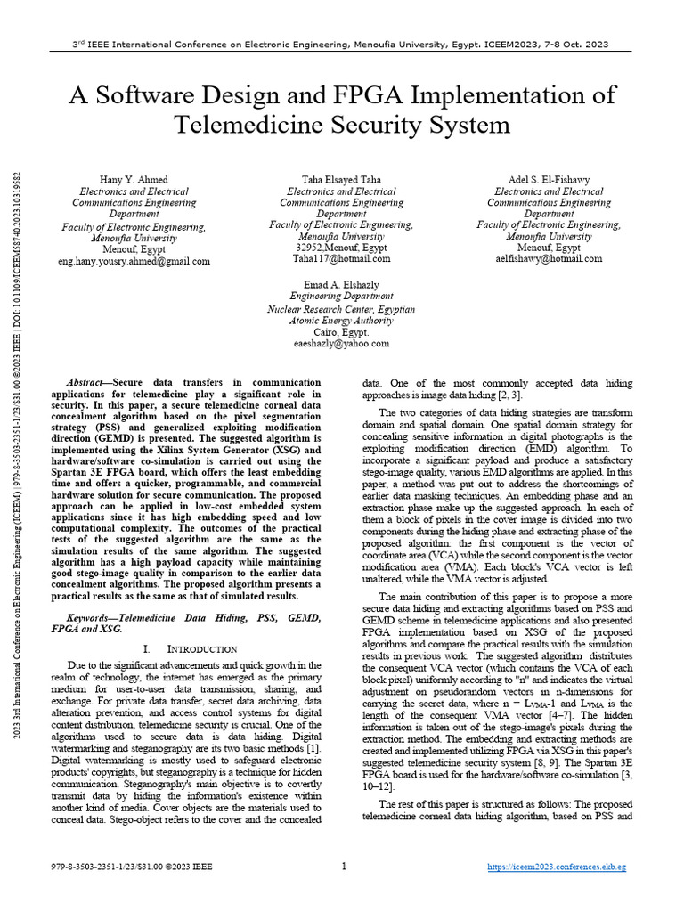 A_Software_Design_and_FPGA_Implementation_of_Telemedicine_Security_System | PDF | Image ...