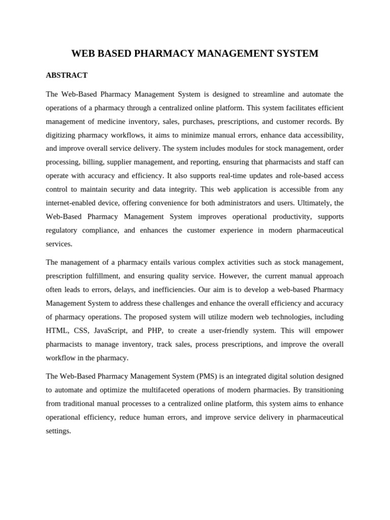 Web Based Pharmacy Management System | PDF | Software Testing | Pharmacy