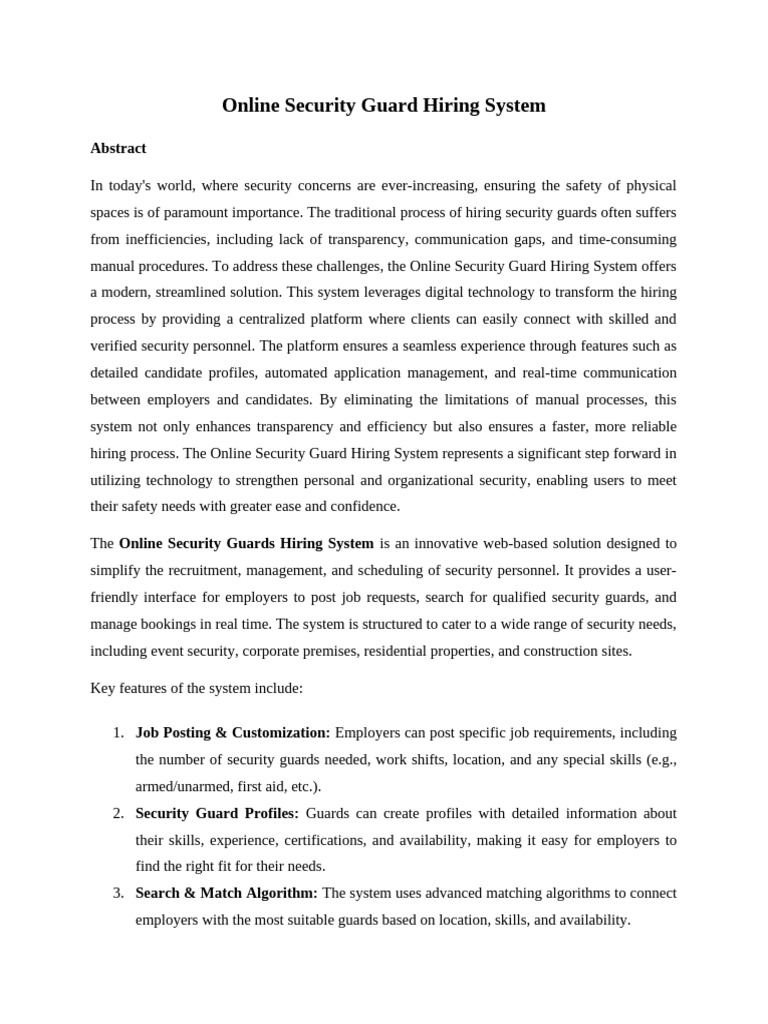 Streamlined Security Guard Hiring System | PDF | Html | Html Element