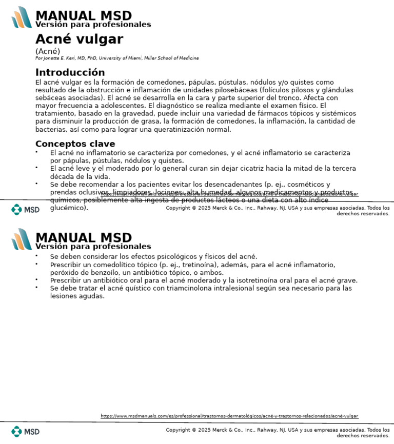 Acné Vulgar | PDF | Piel | Dermatología