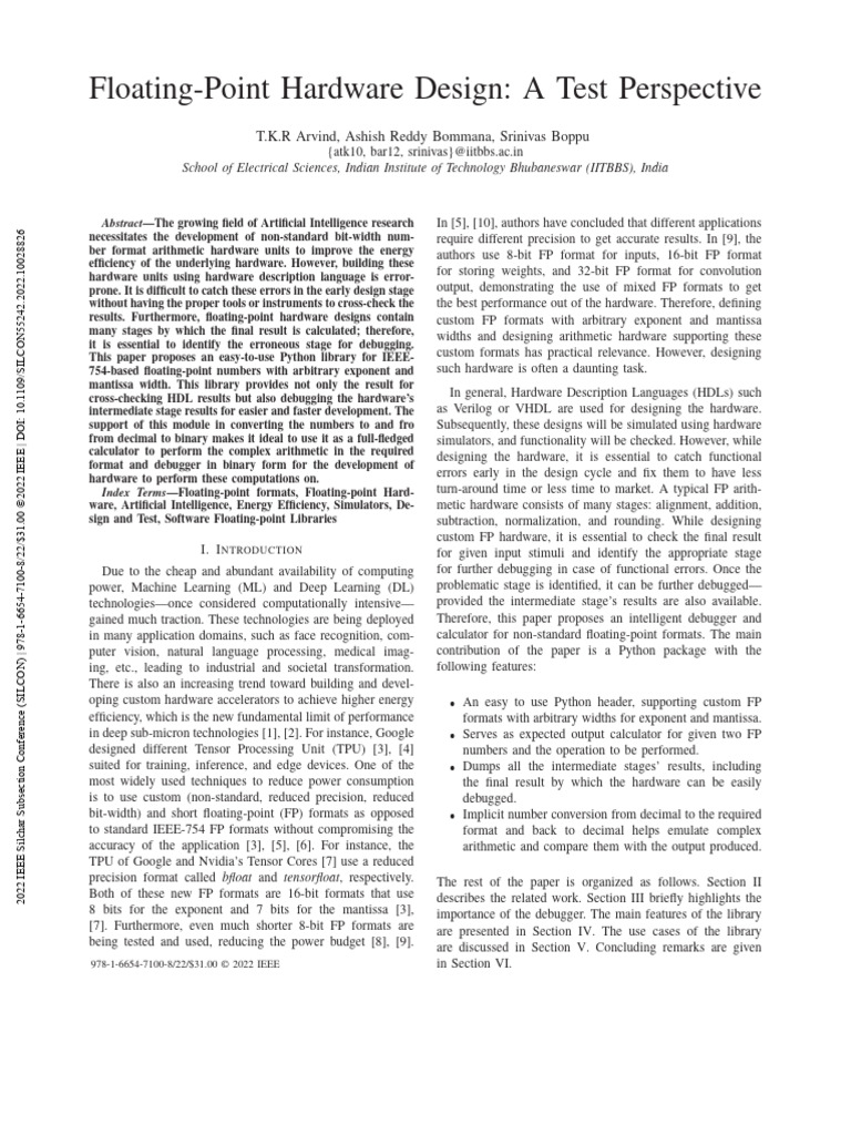 Floating-Point Hardware Design A Test Perspective | PDF | Rounding ...