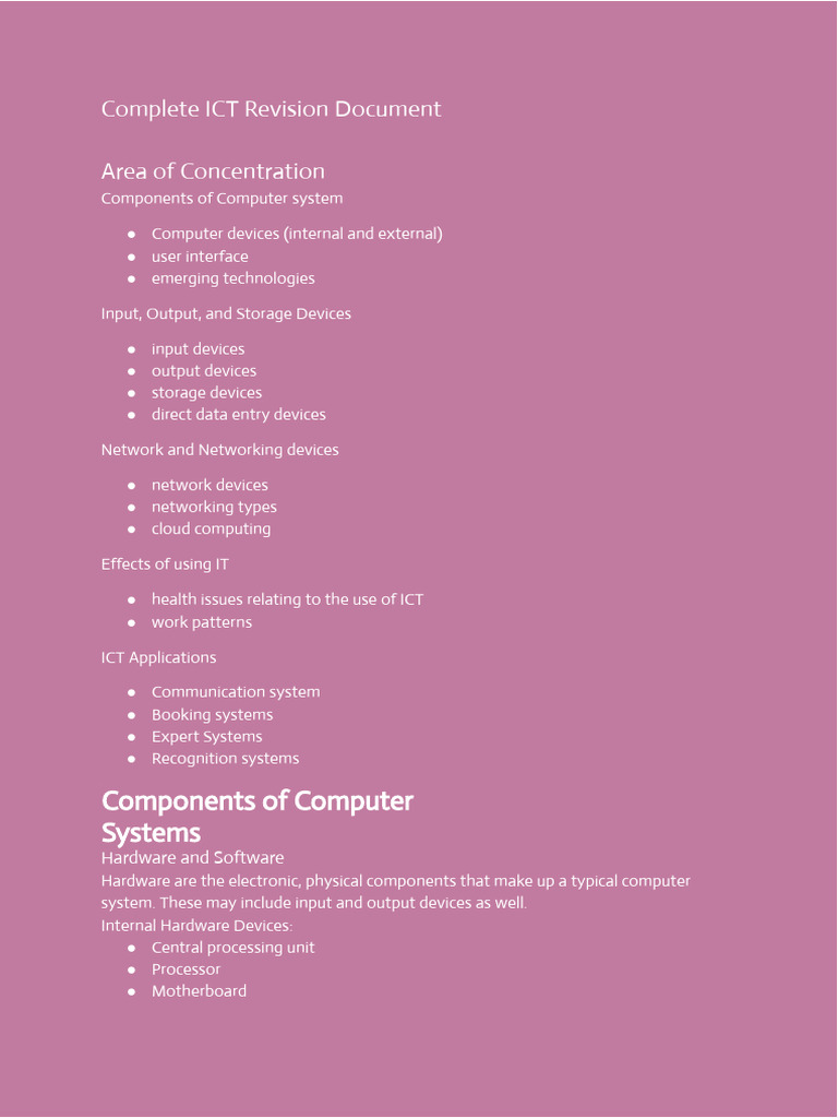 Complete ICT Revision Document Term 1-3 PDF | PDF | Computer Network | Graphical User Interfaces