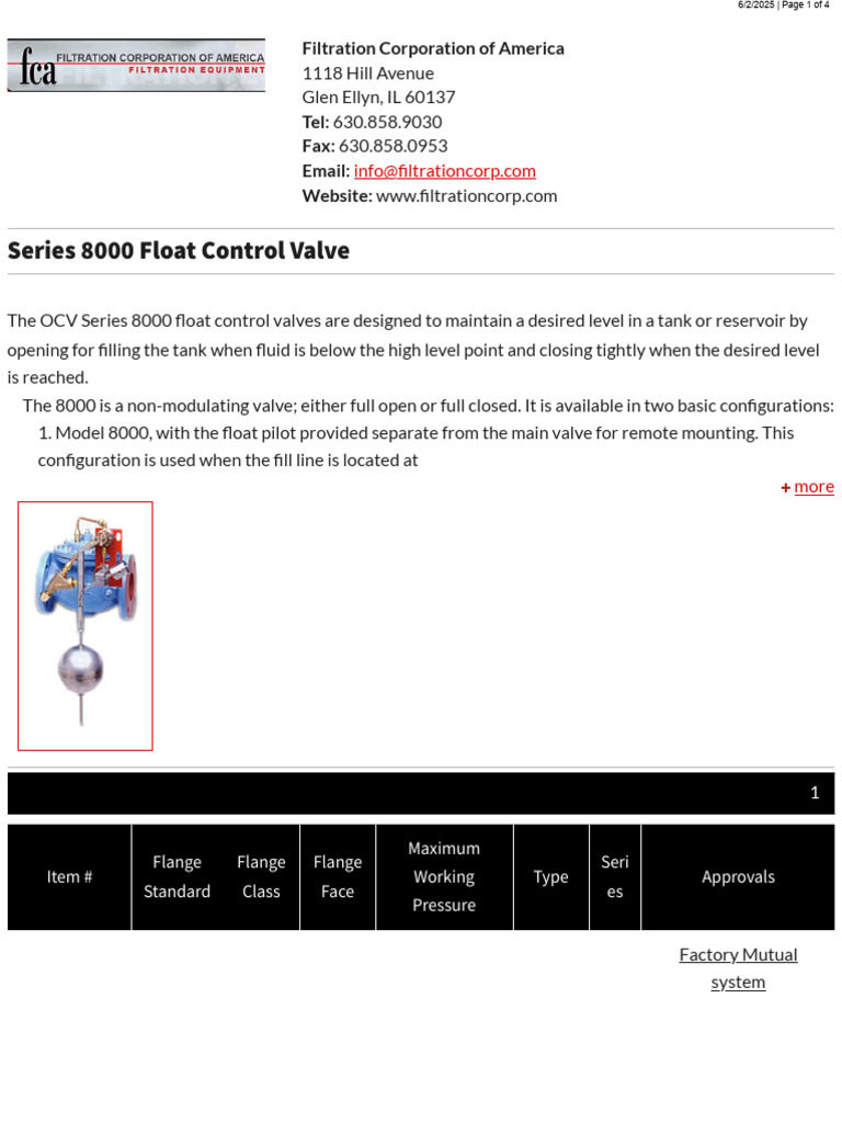 OCV Series 8000 Float Control Valves | PDF | Plumbing
