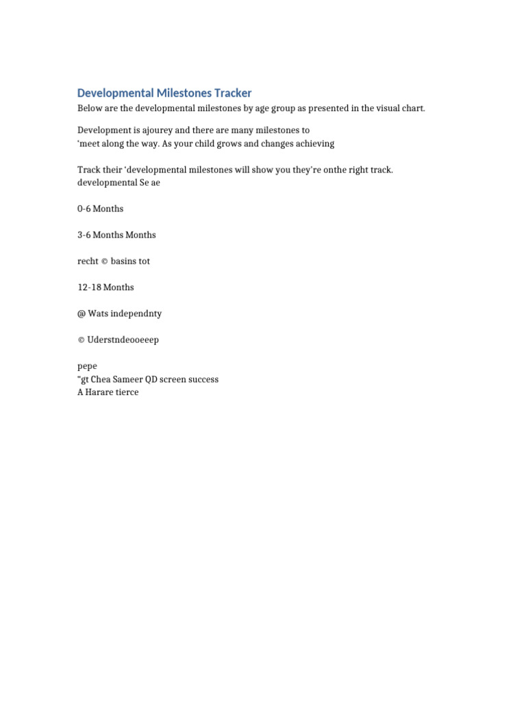 Developmental Milestones Text | PDF