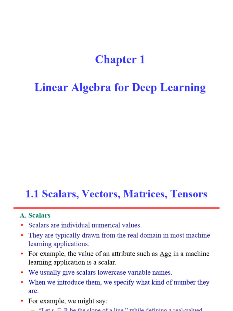 Linear Algebra Basics for Deep Learning | PDF | Matrix (Mathematics) | Tensor