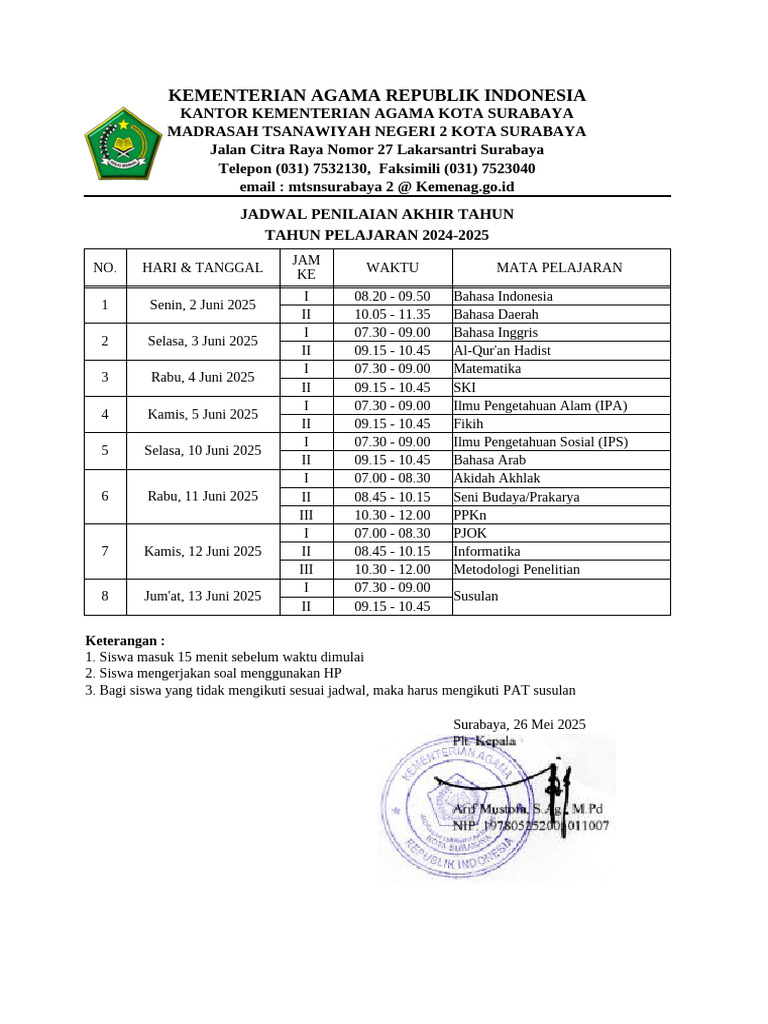 Jadwal Dan Denah Kelas Pat | PDF