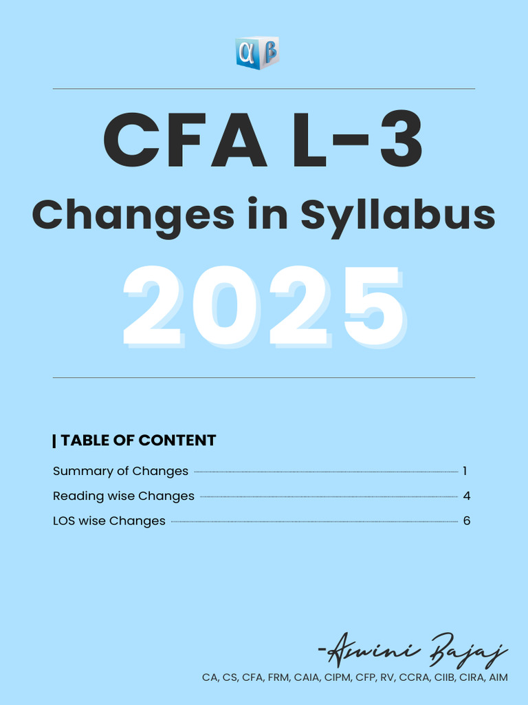CFA L3 Changes 2025 | PDF | Asset Allocation | Investment Management