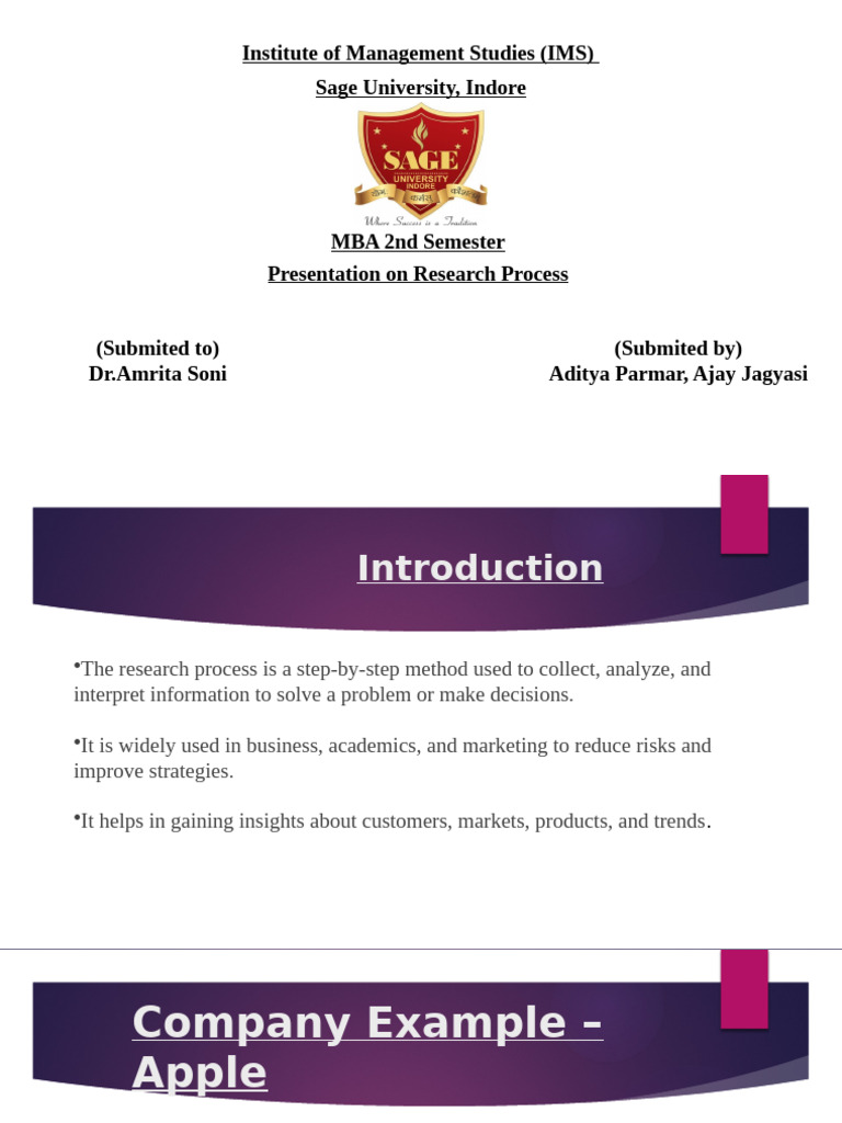 Research Process by Aditya Parmar and Ajay Jaygayasi | PDF | Apple Inc ...