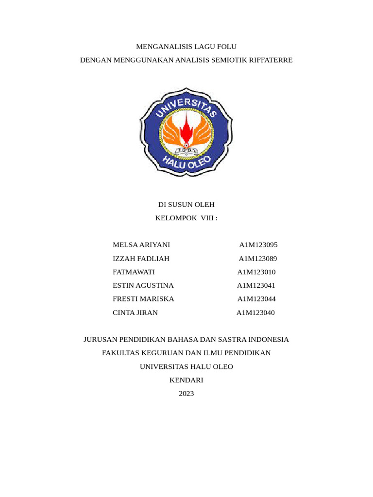 Kel. 8 Menganalisis Lagu Folu Menggunakan Analisis Semiotik Refferra | PDF