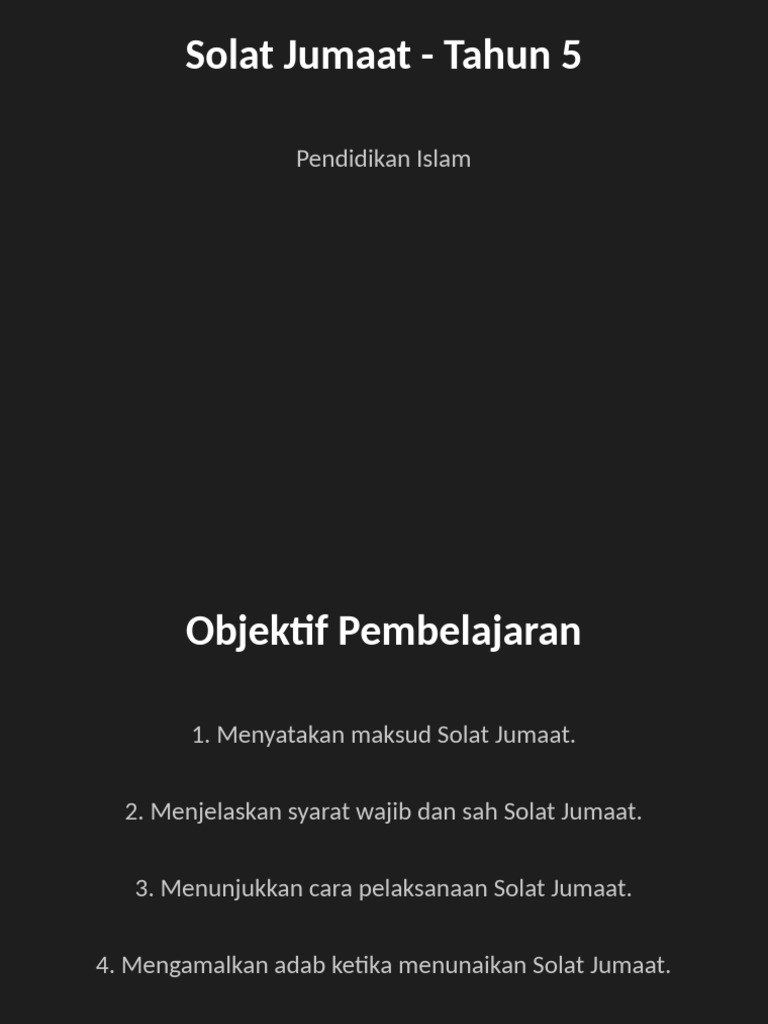 Panduan Solat Jumaat untuk Tahun 5 | PDF