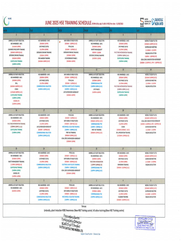 Hse Training Plan 250530 074602 | PDF