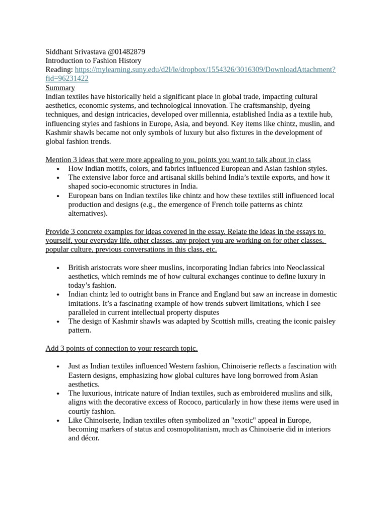 Conversation Outline #6 | PDF | Fashion | Textiles