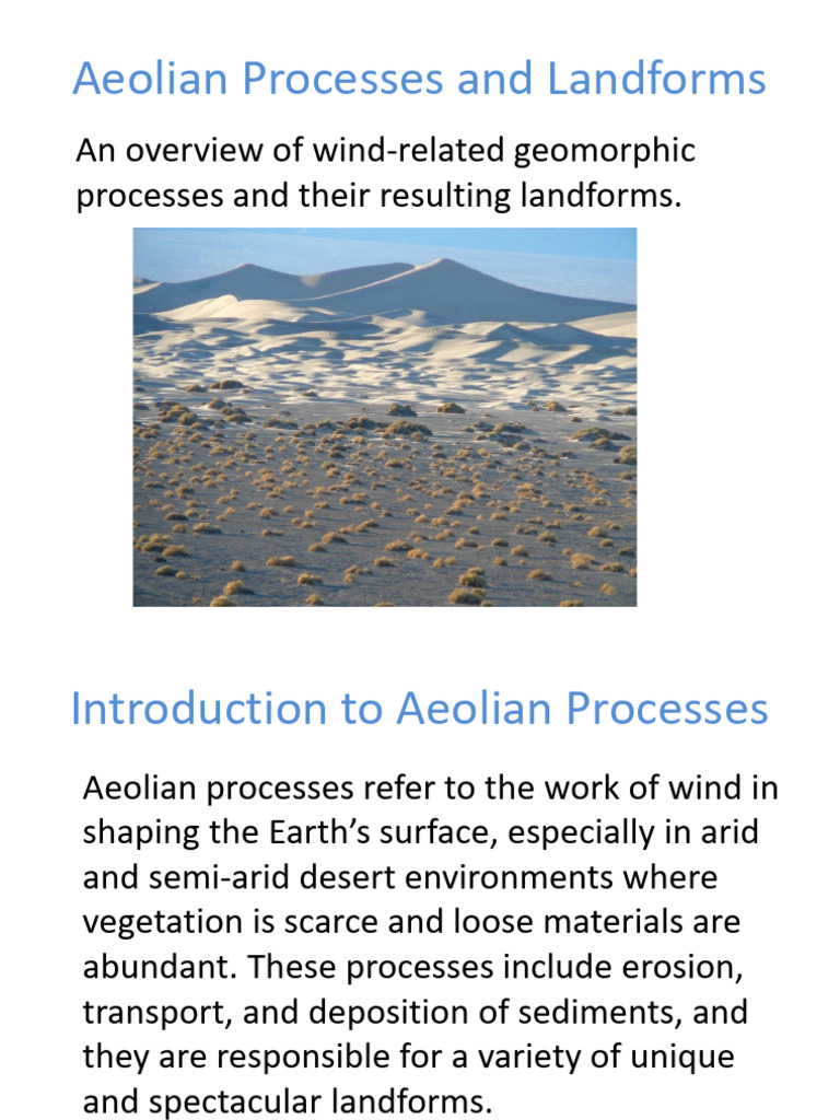 Aeolian Processes and Landforms | PDF | Dune | Erosion