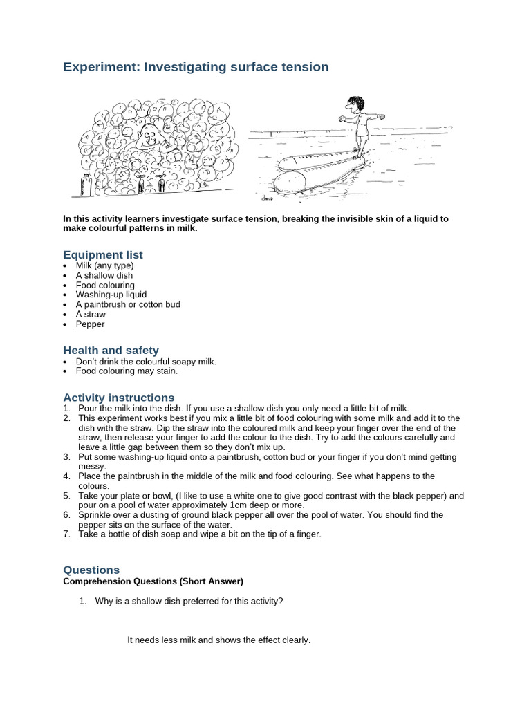 Investigating Surface Tension | PDF | Surface Tension | Liquids