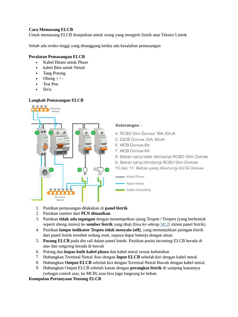 Cara Memasang ELCB | PDF