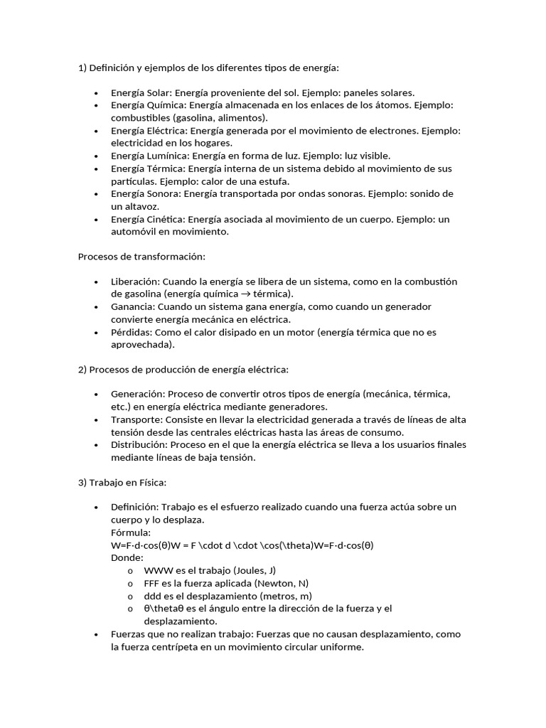 Tipos de Energía y Su Producción | PDF | Ingenieria Eléctrica | Fuerza