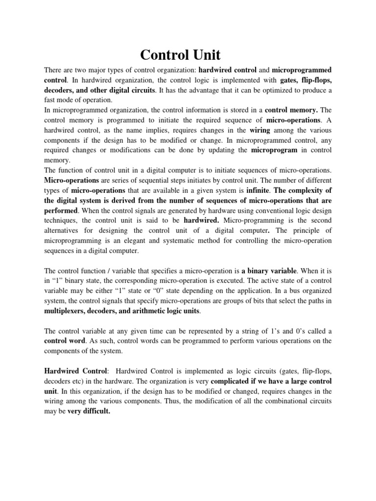 7 Control Unit and ALU (1) - 1 | PDF | Central Processing Unit | Logic Gate