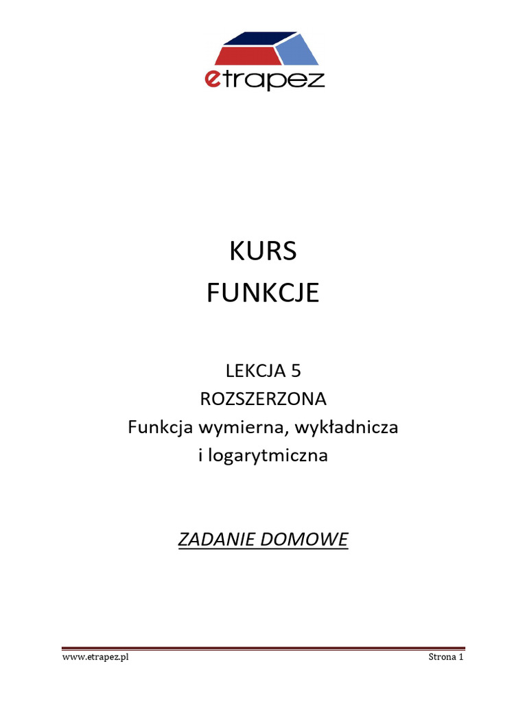 Zadanie Domowe Lekcja 5 Rozszerzona | PDF