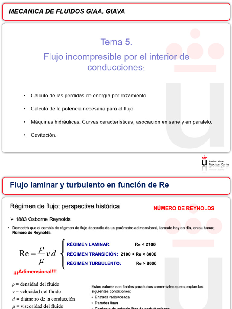 Tema 5. Flujo Interno Incompresible PDF | PDF | Dinámica de fluidos ...