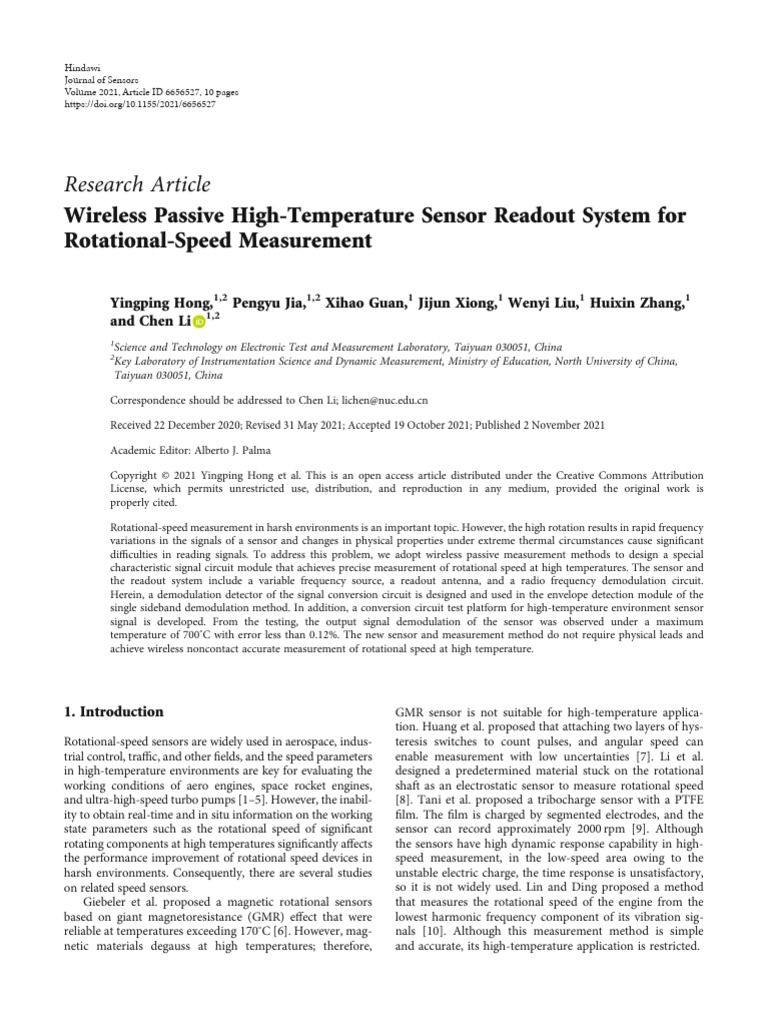 Wireless Passive High-Temperature Sensor Readout S | PDF | Antenna ...